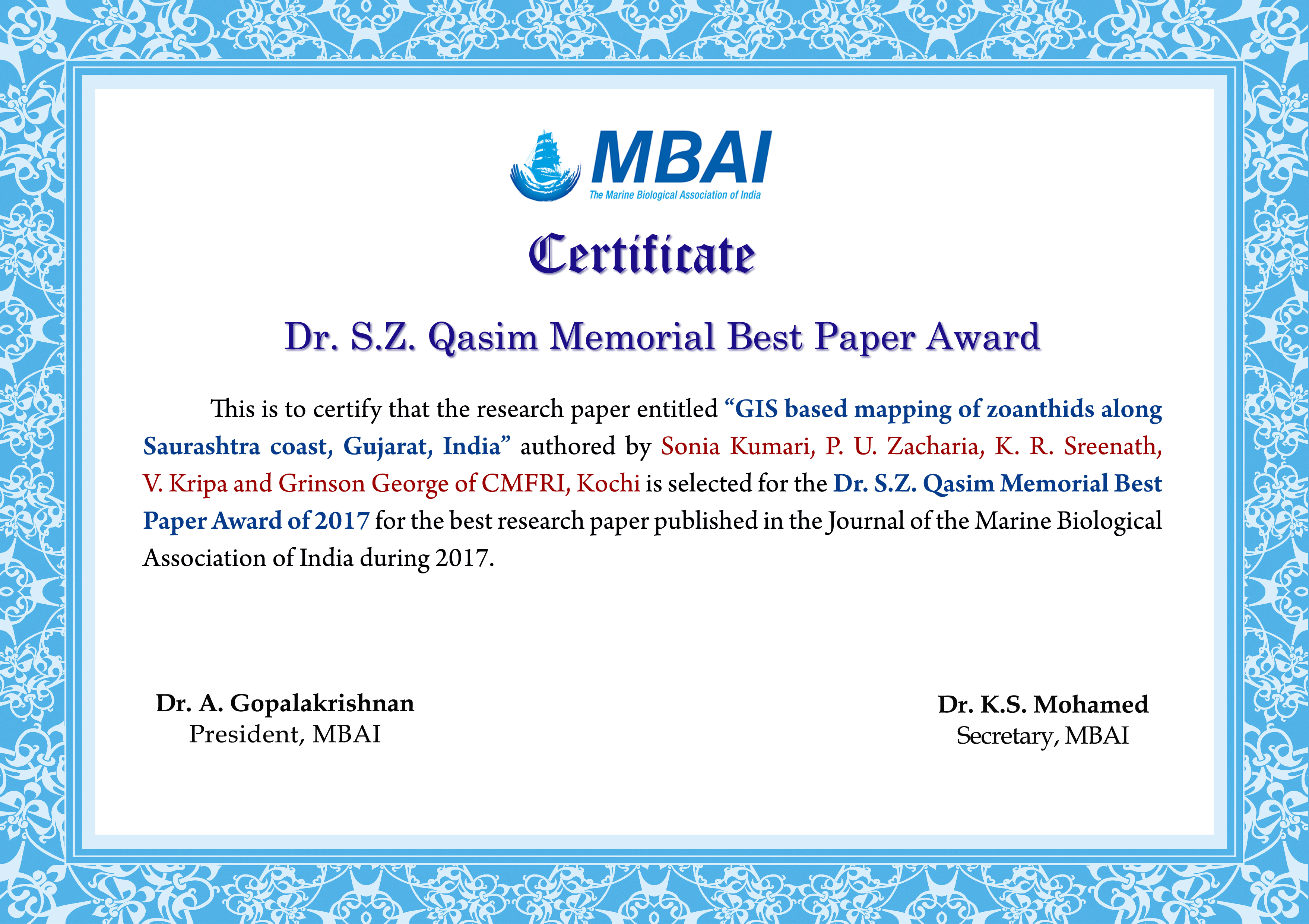 MBAI - The Marine Biological Association of India